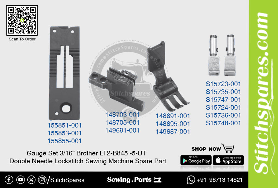 Gauge Set 3/16 Brother LT2-B845 -5-UT Double Needle Lockstitch Sewing ...